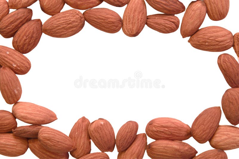 Almonds Arranged in a Frame Shape on a White Background Stock Photo ...