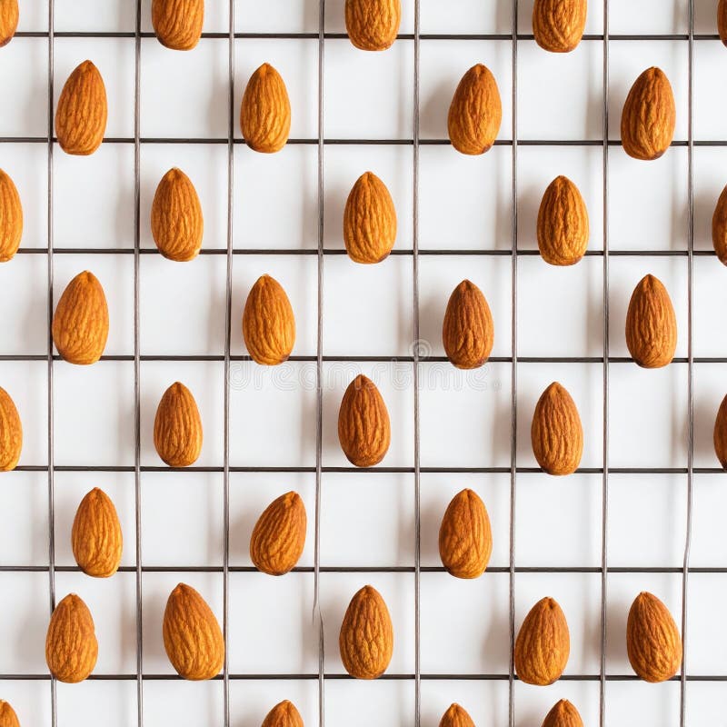 Almonds Arranged in Geometric Pattern on Grid Create Visually Appealing ...