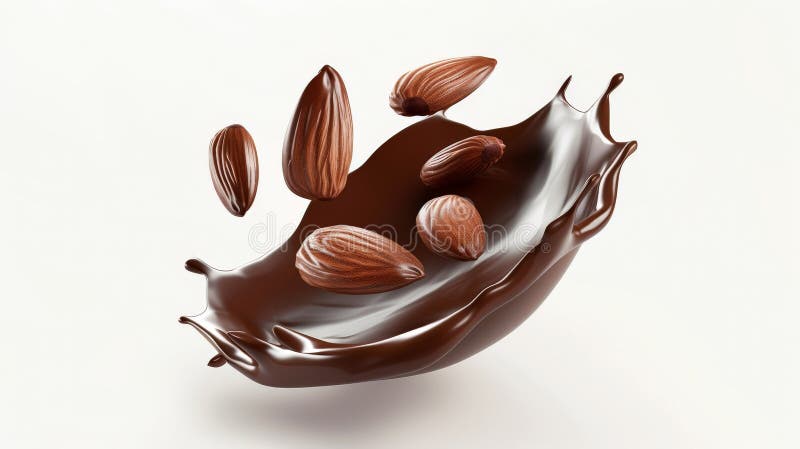Almonds in Chocolate Splash - High-resolution Image of Almonds in ...