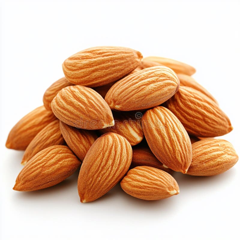 Almonds Close Up on White Background Stock Illustration - Illustration ...