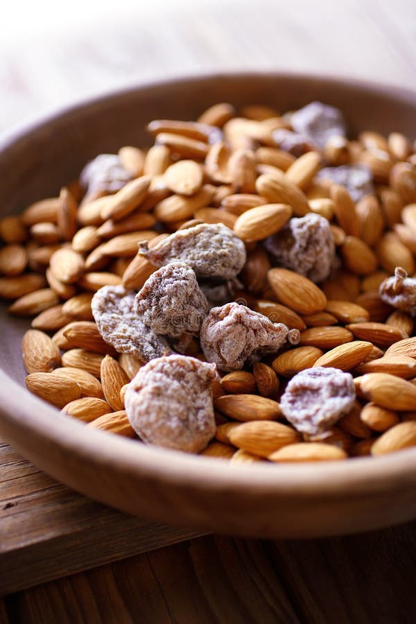 Almonds and dried figs stock photo. Image of cakes, tree - 7678070