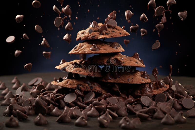 Almonds Falling Onto a Bed of Chocolate Chips Stock Photo - Image of ...