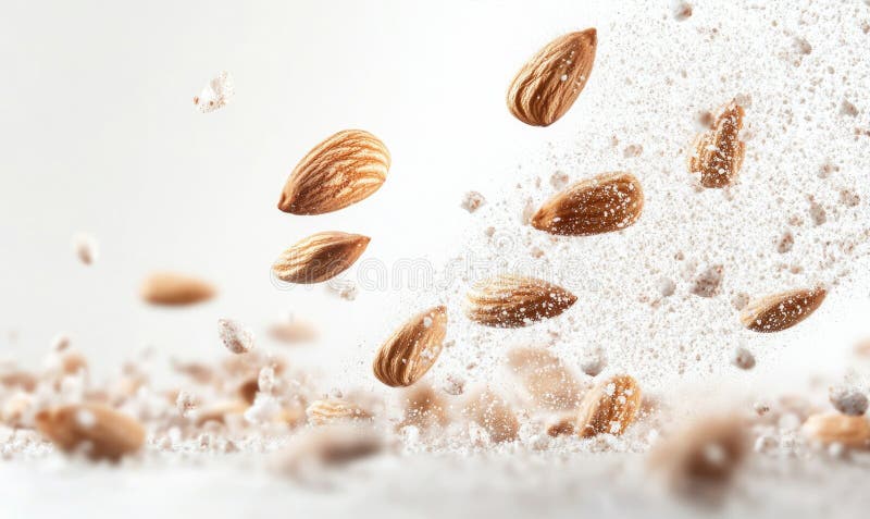 Almonds are Flying through the Air Stock Image - Image of closeup ...