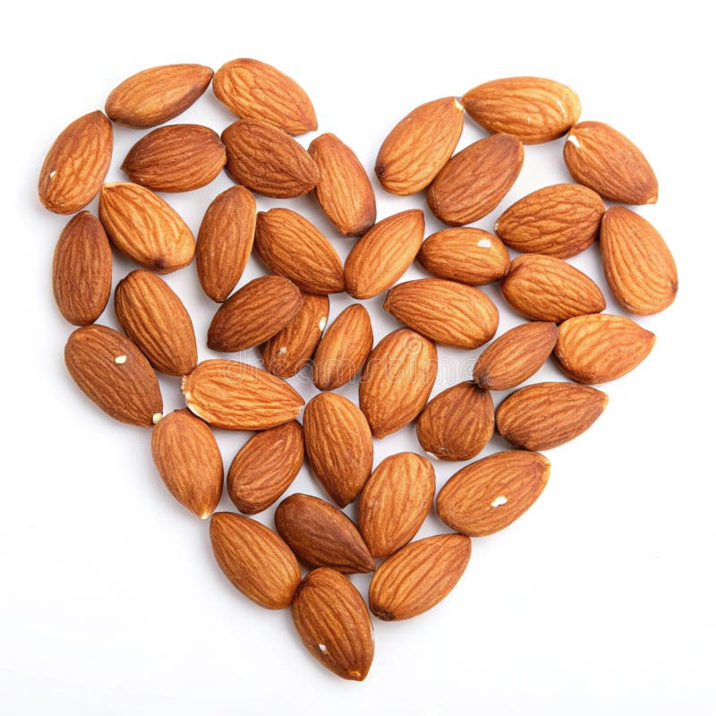 Almonds Heart. Almond Nuts Forming a Heart, Isolated on White Stock ...