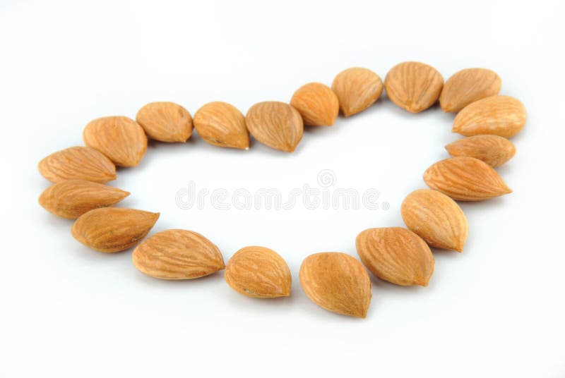 Almonds Heart shape stock photo. Image of dieting, nature - 12675082