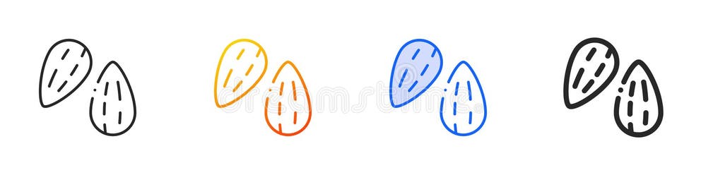 Almonds Icon.Thin Linear, Gradient, Blue Stroke and Bold Style Design Isolated on White ...