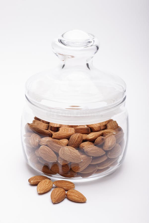 Almonds in a jar of glass stock photo. Image of grain - 86026186