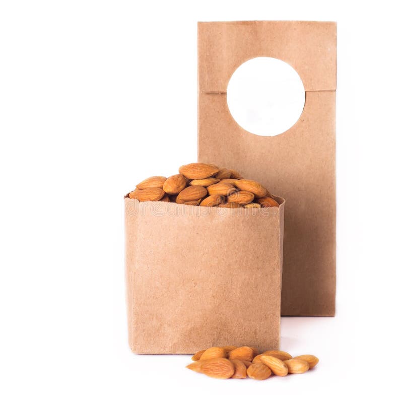 Almonds Nuts in the Craft Package. Stock Photo - Image of fresh ...