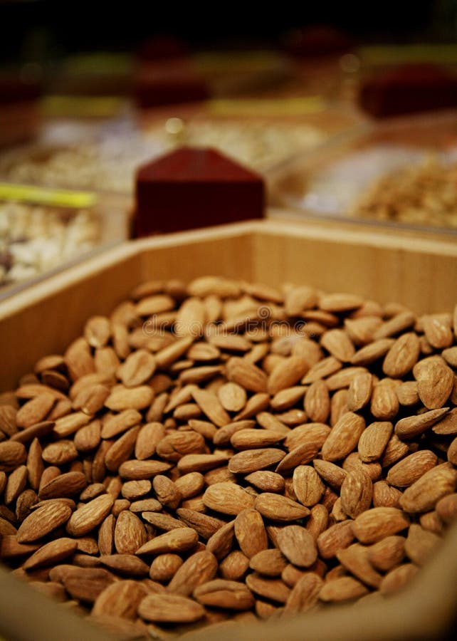Almonds nuts in store stock photo. Image of snack, hard - 50537604