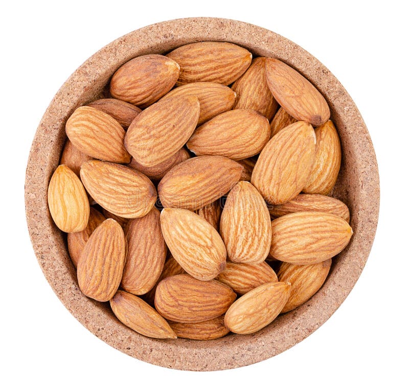 Almonds on a Plate on a White Background Stock Image - Image of natural ...