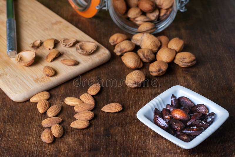 Almond Shells Heaped and Dried in Soft Light Stock Image - Image of ...