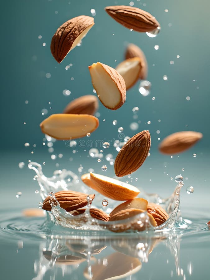 Almonds Splashing into Water a Stunning High Resolution Image of Nuts ...