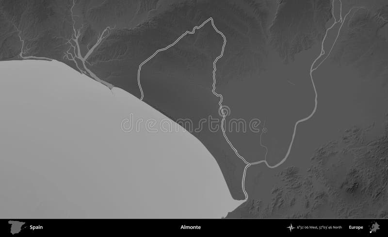 Almonte Outlined, Spain. Grayscale Stock Illustration - Illustration of ...