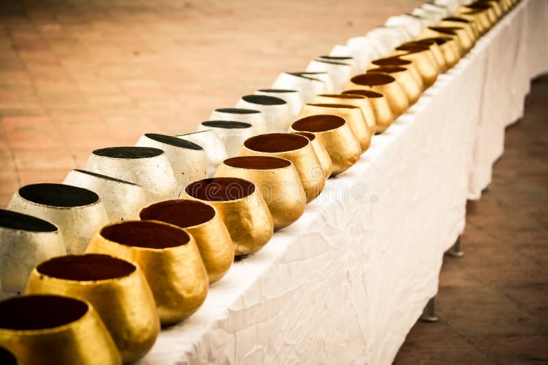 Alms-bowl stock photo. Image of coin, almsbowl, thailand - 95254992