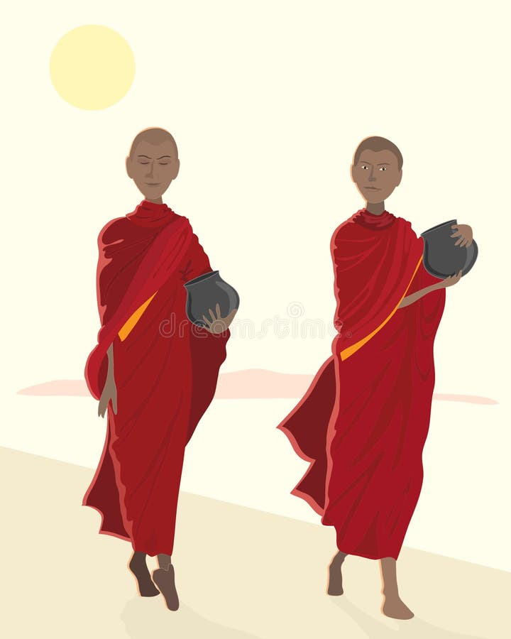 Almsgiving stock vector. Illustration of robes, buddhism - 20435290