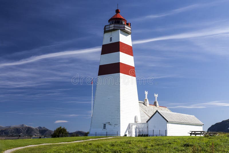 Alnes Lighthouse at Clear Sumer Sky at Godoy Island Near Alesund ...