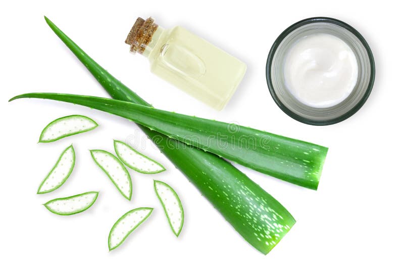 Aloe Vera Cosmetic Skincare Cream and Aloe Essential Oil Extract Stock ...