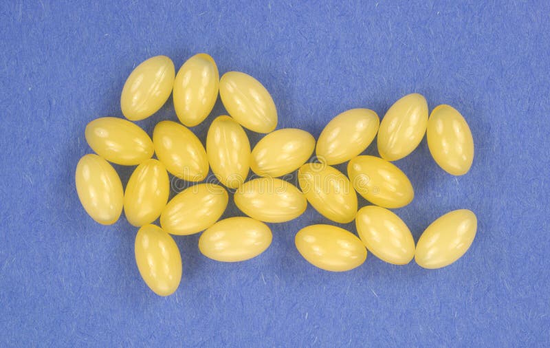 Aloe Vera Gel Caps on Blue Background Stock Image - Image of supplement ...