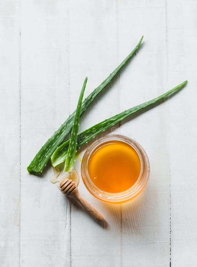 Aloe Vera and Honey in a Glass Stock Photo - Image of diet, bunch ...