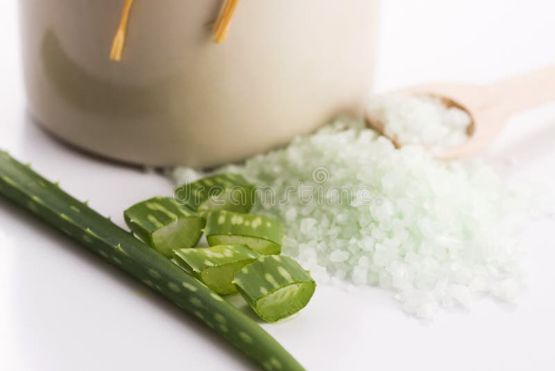 Aloe vera and sea salt stock image. Image of herb, ingredient - 53086135