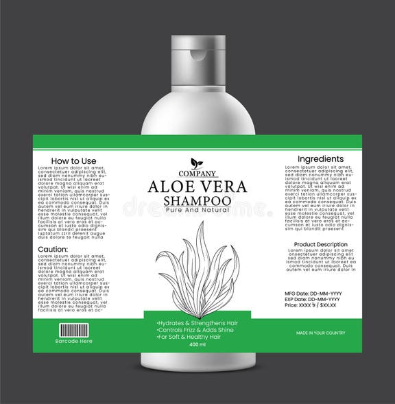 Aloe Vera Shampoo Label Design Template Stock Vector - Illustration of ...