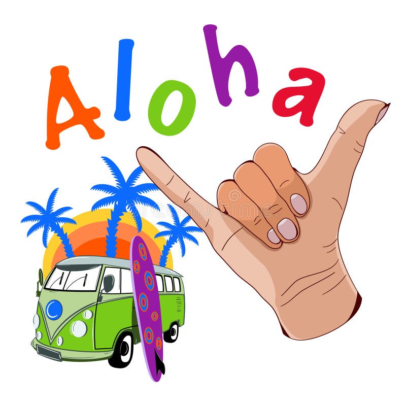Aloha Sign Vector Icon Sign Symbol Stock Vector - Illustration of label ...