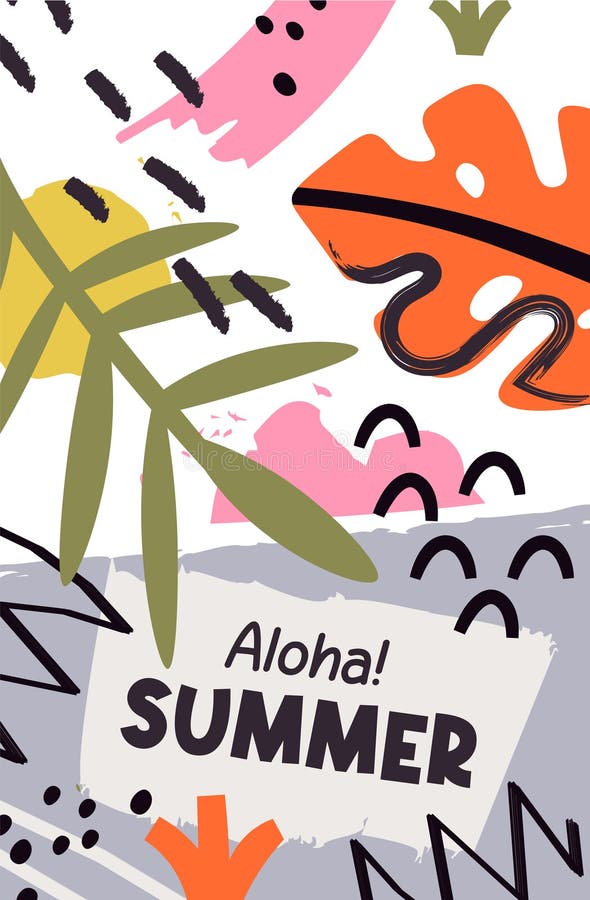 Aloha Summer Hand Drawn Poster Stock Vector - Illustration of hand ...