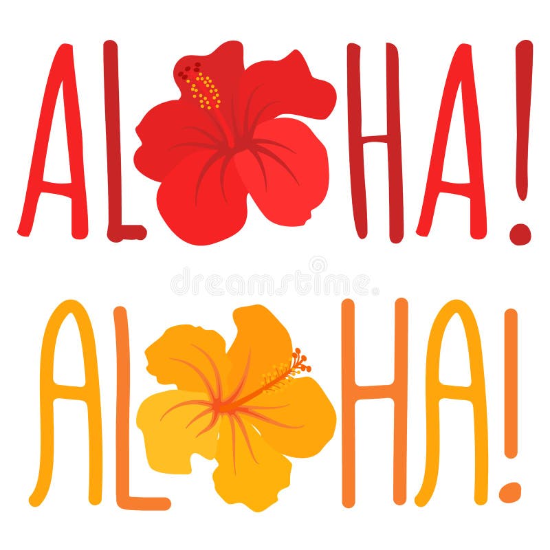 Aloha Vector Lettering Met Bloem Vector Illustratie - Illustration of ...