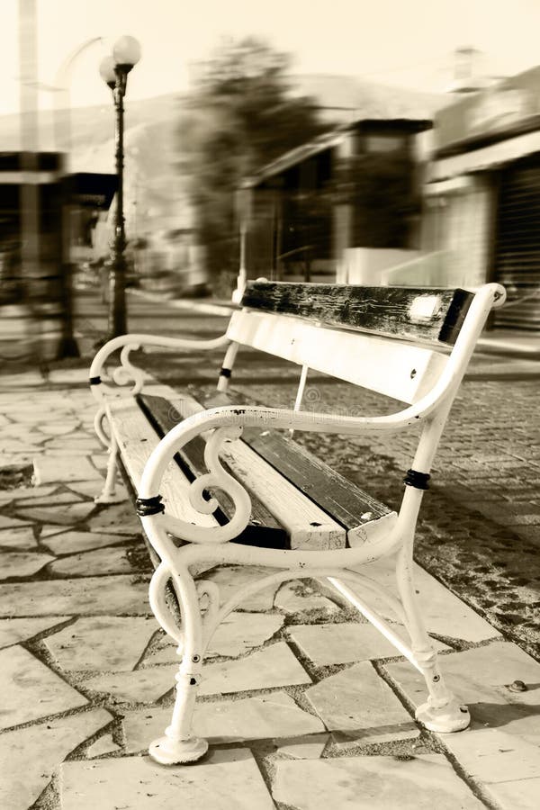 Alone Bench on the Park.antique Metal Bench Stock Photo - Image of ...