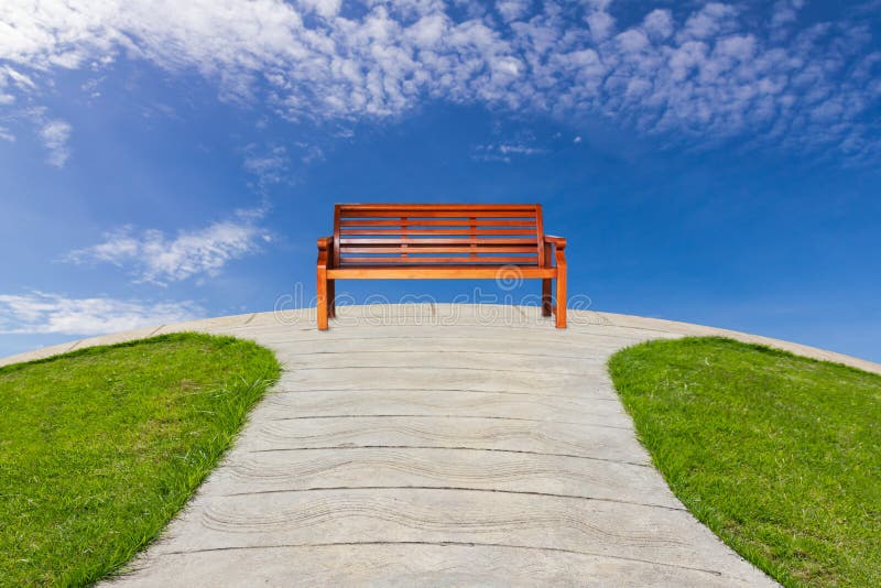 Alone Bench in the Green Yard Stock Photo - Image of grass, idyllic ...