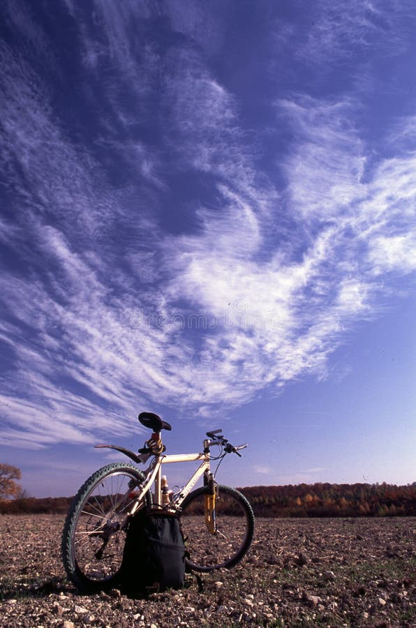Alone bike stock image. Image of travel, landscape, clouds - 1642659