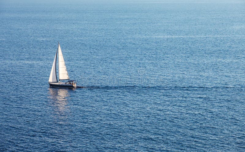 Alone boat in the ocean stock image. Image of horizon - 81821391