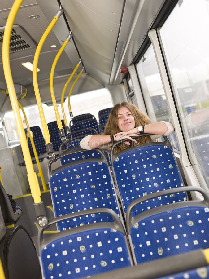 Alone on the bus stock photo. Image of expression, happy - 22174178