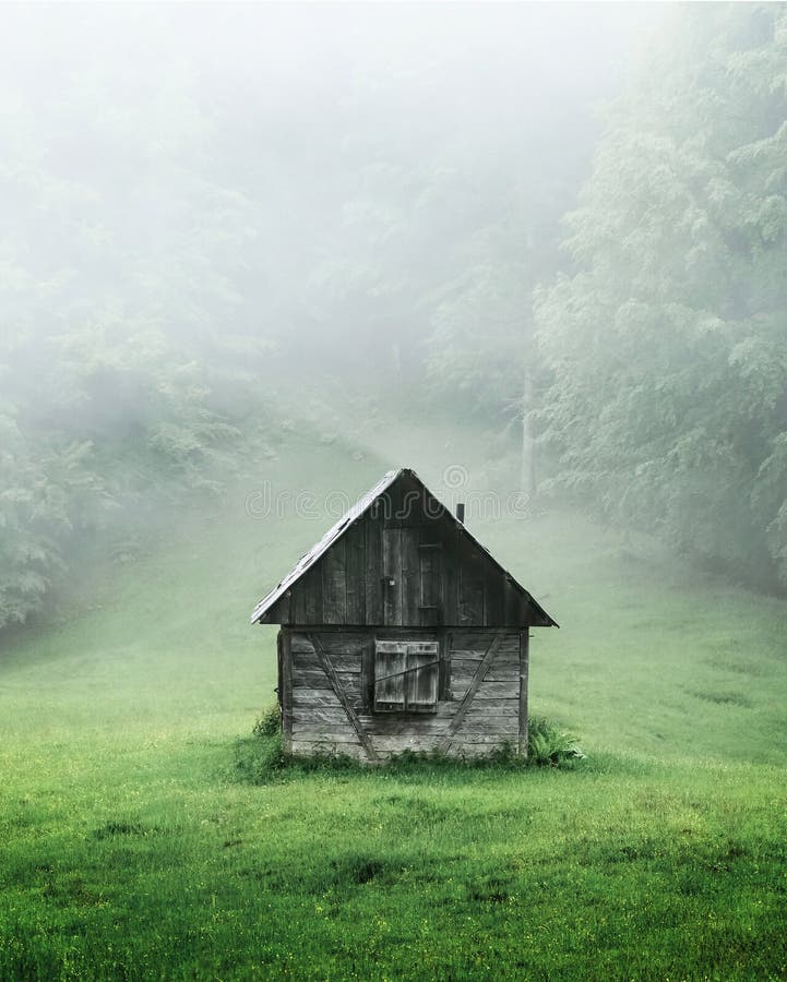 Alone cabin in the woods stock photo. Image of breathtaking - 270050600