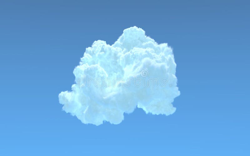 Alone Cloud on Blue Sky Background Isolated. Conceptual Nature 3D ...