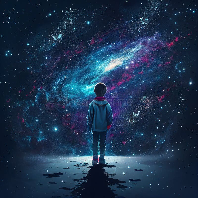 Alone Concept a Boy Alone in Space Generative AI Stock Illustration ...