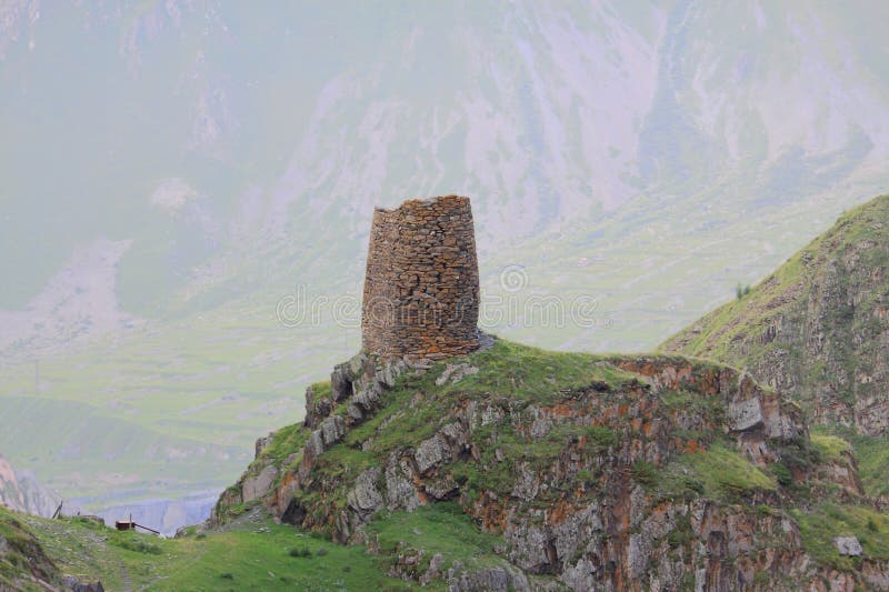 Alone Defending Tower Near Stepantsminda Stock Image - Image of ...