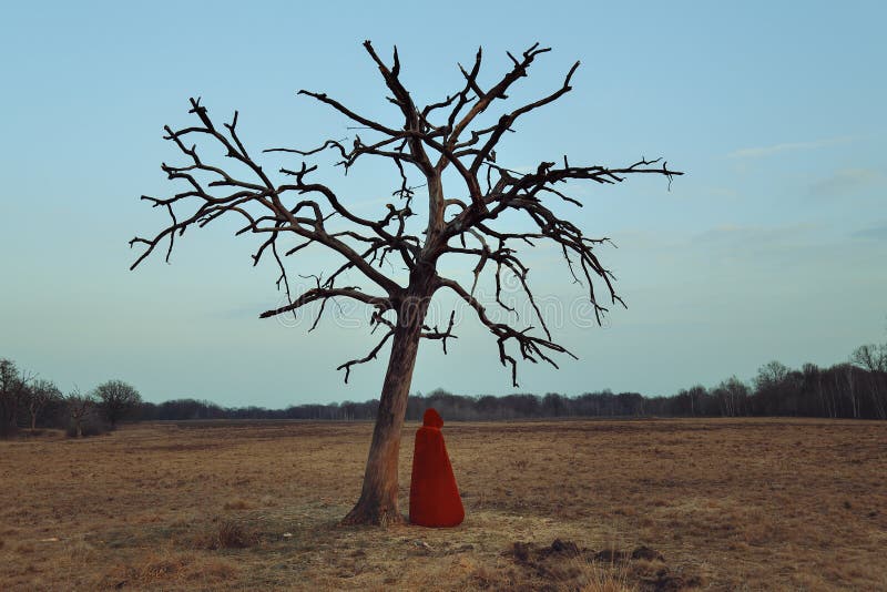 Alone in a desolate land stock photo. Image of robe - 267650242