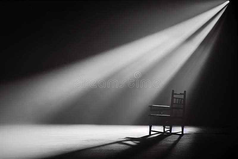 Alone Empty Chair Under Light Beam Stock Photo - Image of vacancy ...