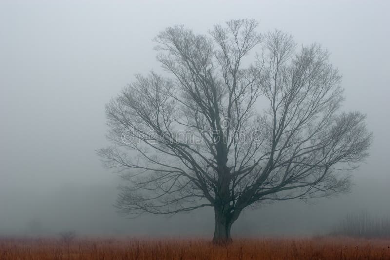 Alone in the Fog stock image. Image of rural, nature, field - 1601831