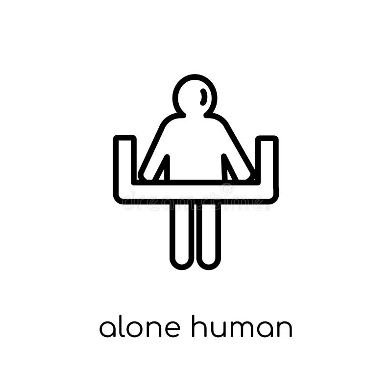 Alone Human Icon. Trendy Modern Flat Linear Vector Alone Human I Stock ...
