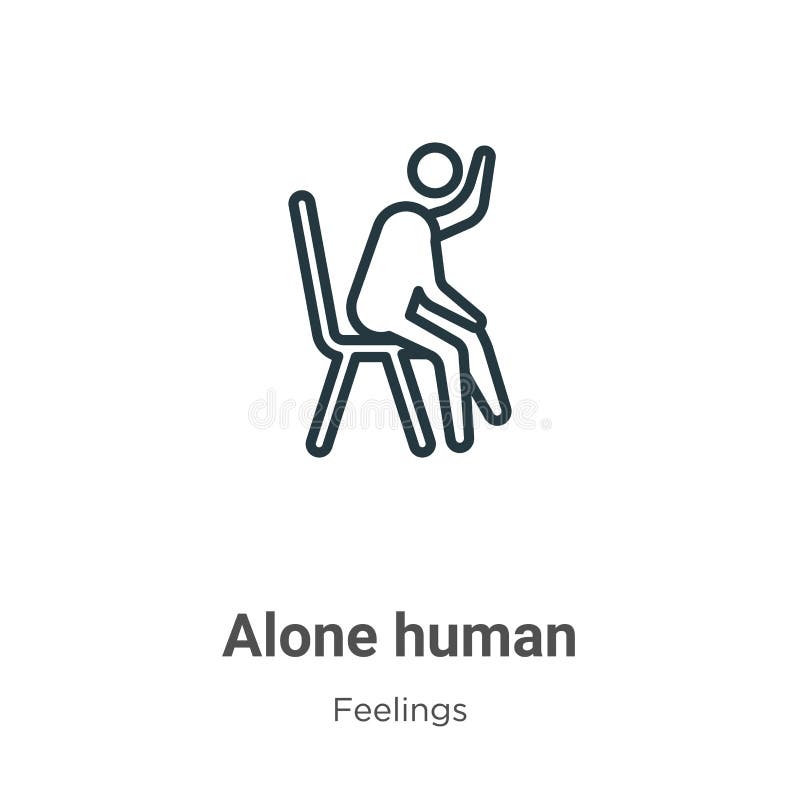 Alone Human Vector Icon on White Background. Flat Vector Alone Human ...