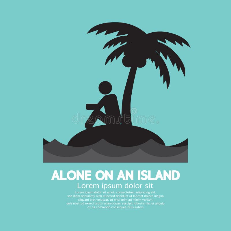 Alone on an Island Black Symbol Stock Vector - Illustration of coconut ...