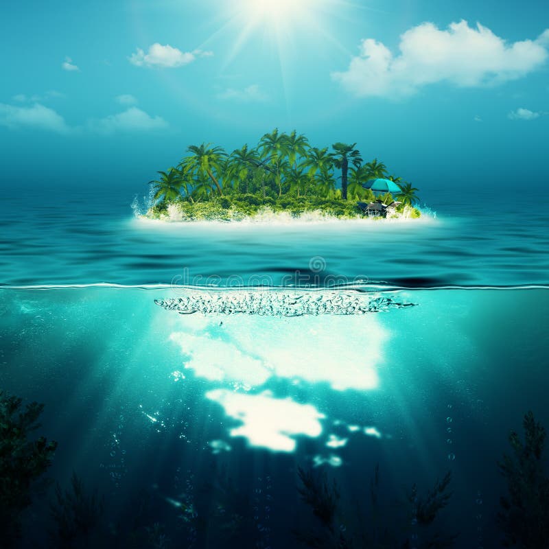 Alone island in ocean stock photo. Image of high, bubble - 35669030