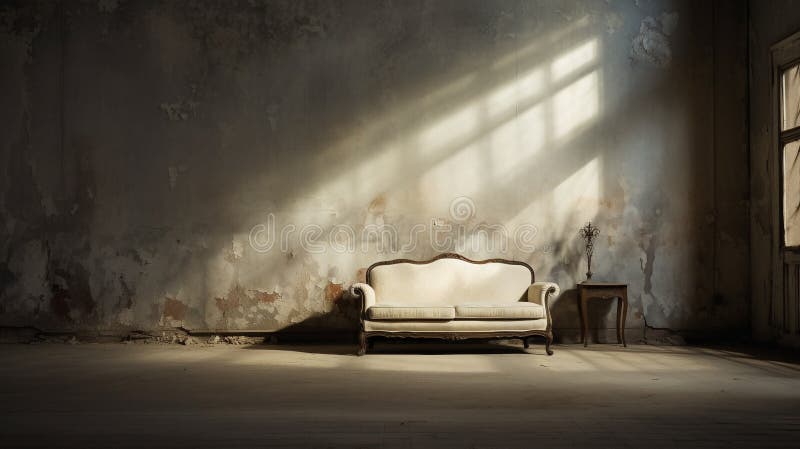 Alone Luxury Classic Sofa in Empty Room. - Generative Ai Stock ...