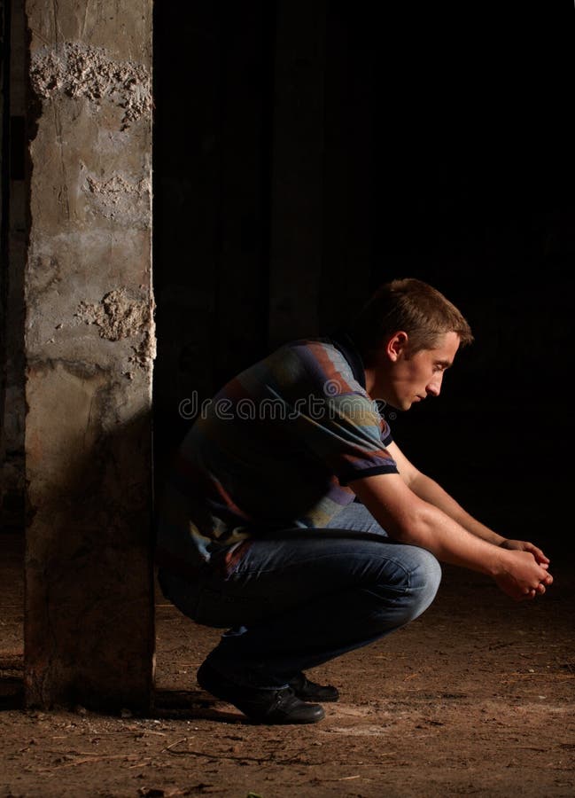 Alone man stock photo. Image of sadness, pray, night - 14338130