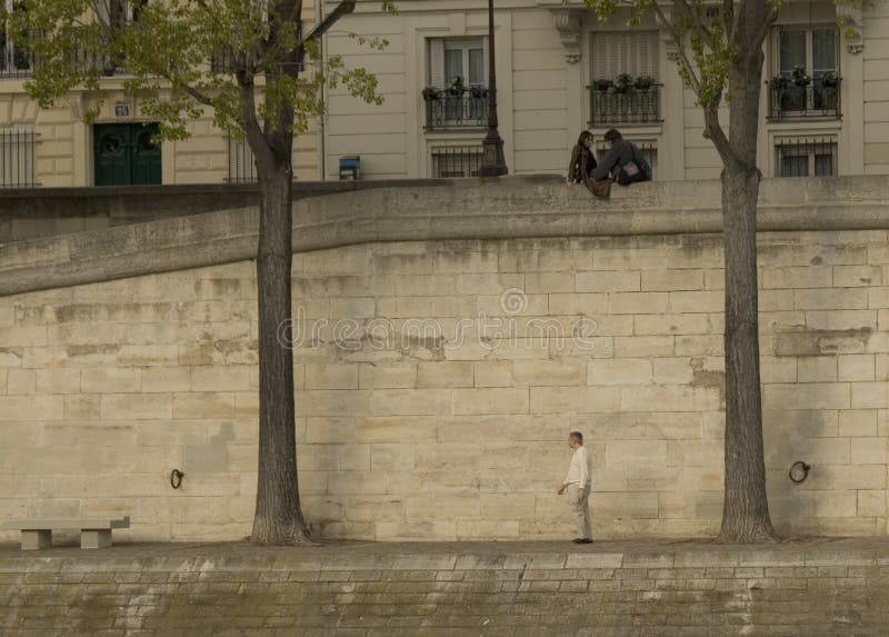 Alone in Paris stock image. Image of couple, solitary, riverside - 952945