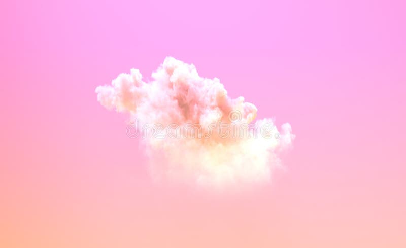 Alone Pink Sunset Huge Cloud . Design Nature 3D Illustration Stock ...