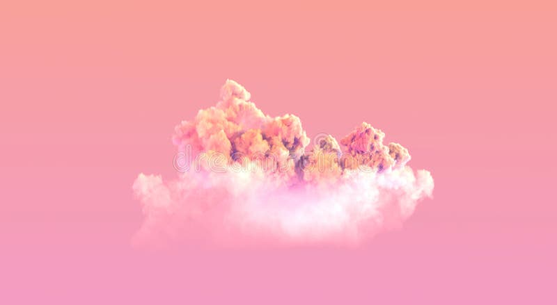 Alone Pink Sunset Huge Cloud . Design Nature 3D Illustration Stock ...