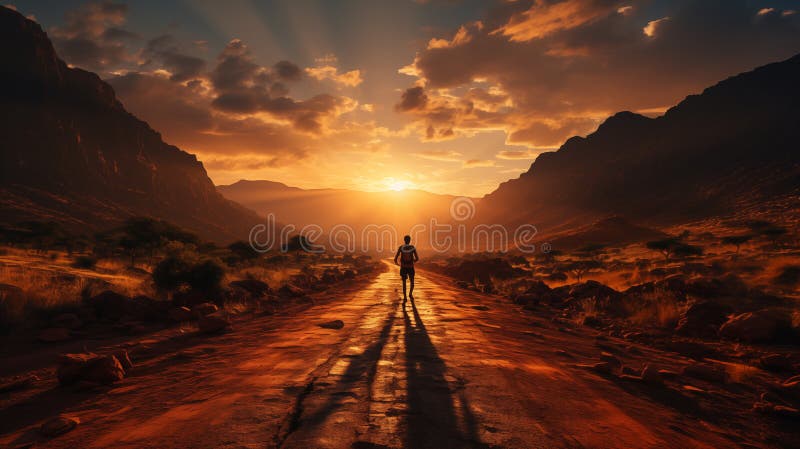 Alone on the Road Runner Pushes Forward with Tenacity. Grit Visible in ...